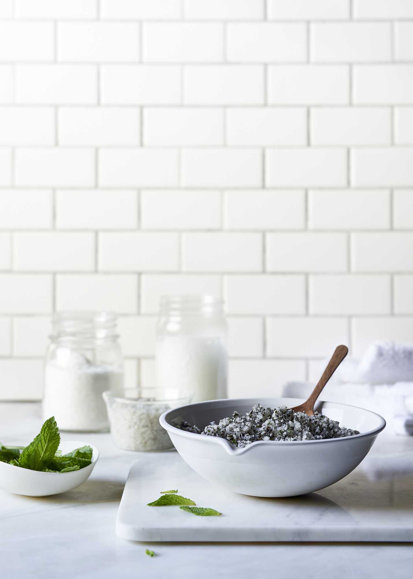 Homemade Salt Scrub with Coconut and Mint - The Blender Girl