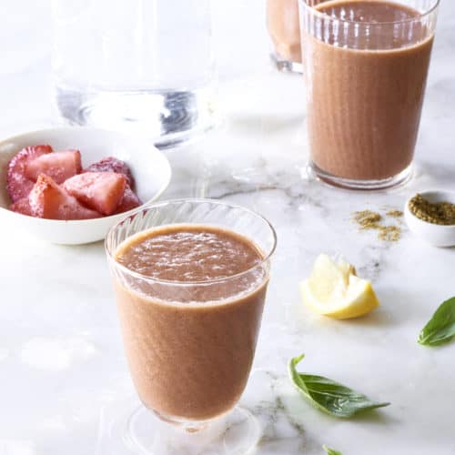 Strawberry Basil Smoothie with Sprouts!