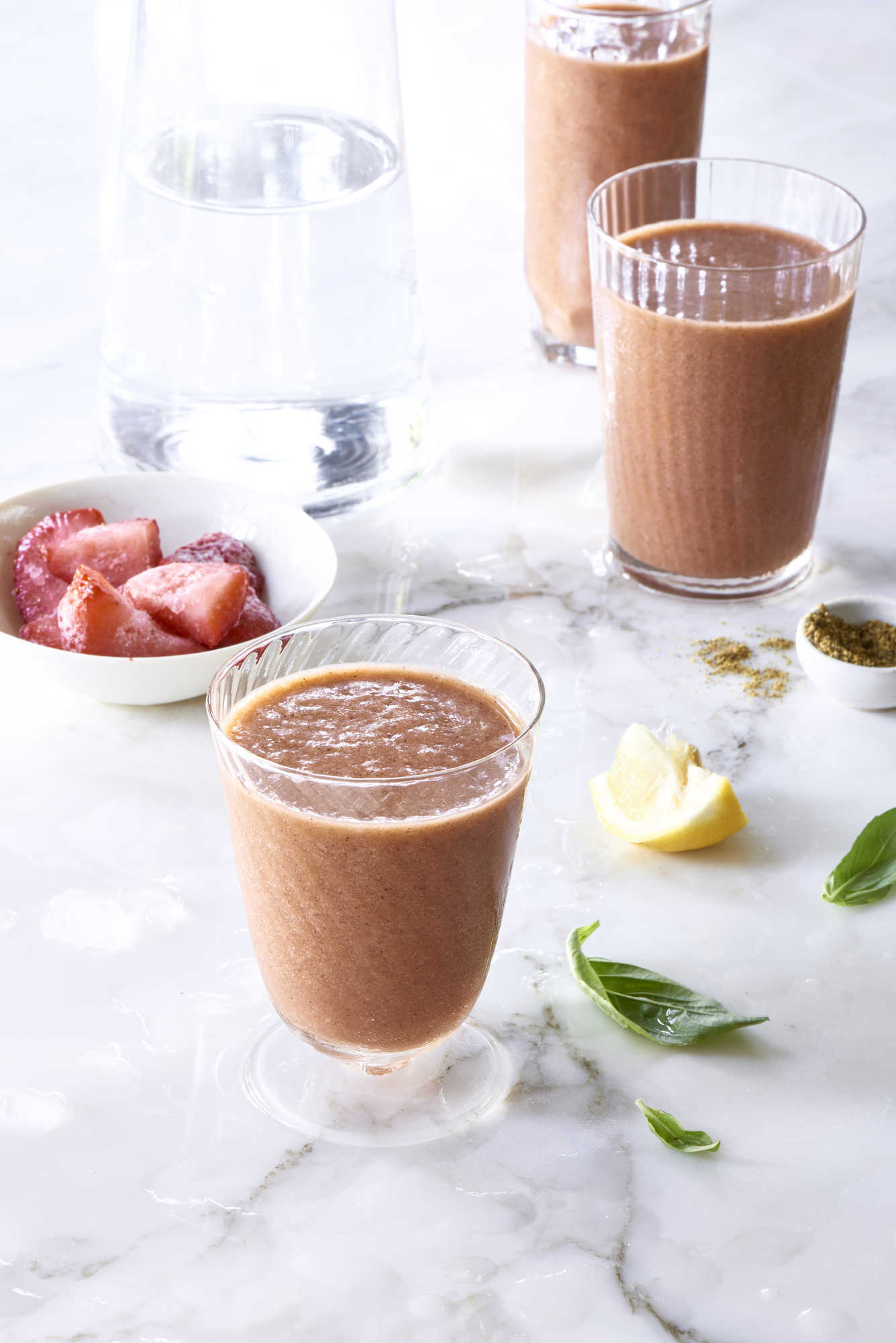 Strawberry Basil Smoothie with Sprouts!