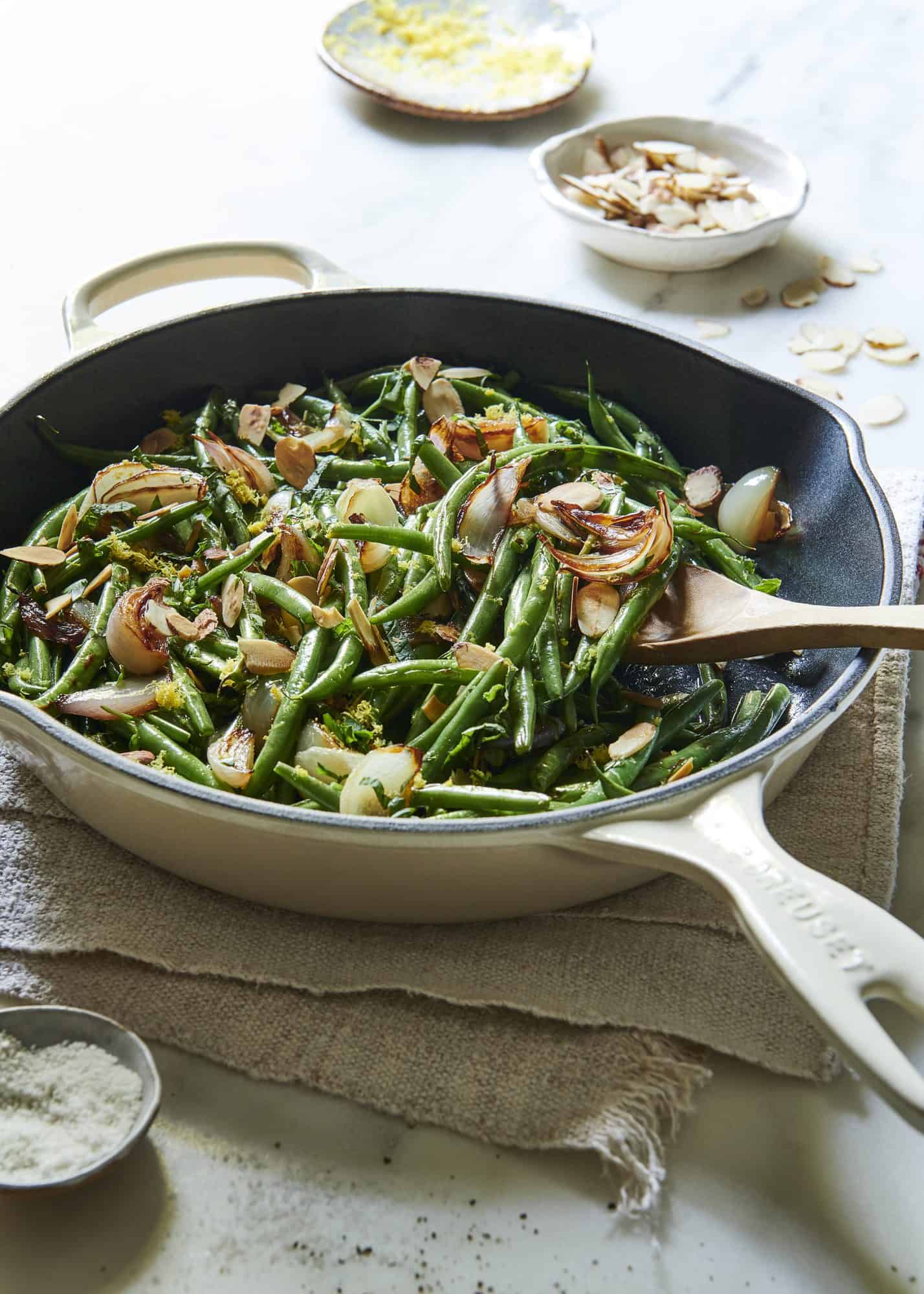 Charred Haricots Verts with Shallots and Herbs {Vegan} - The Blender Girl